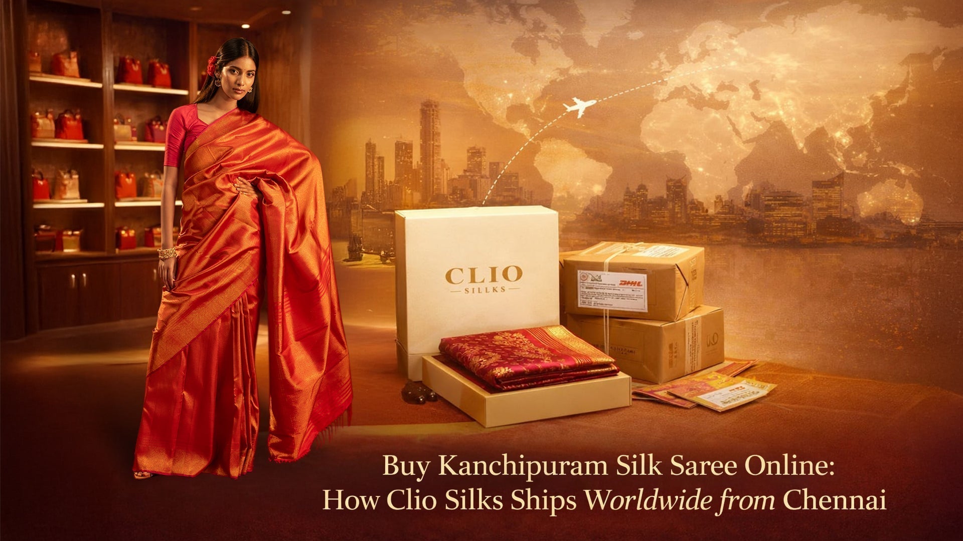 Buy Kanchipuram Silk Sarees Online | Worldwide Shipping | Clio Silks