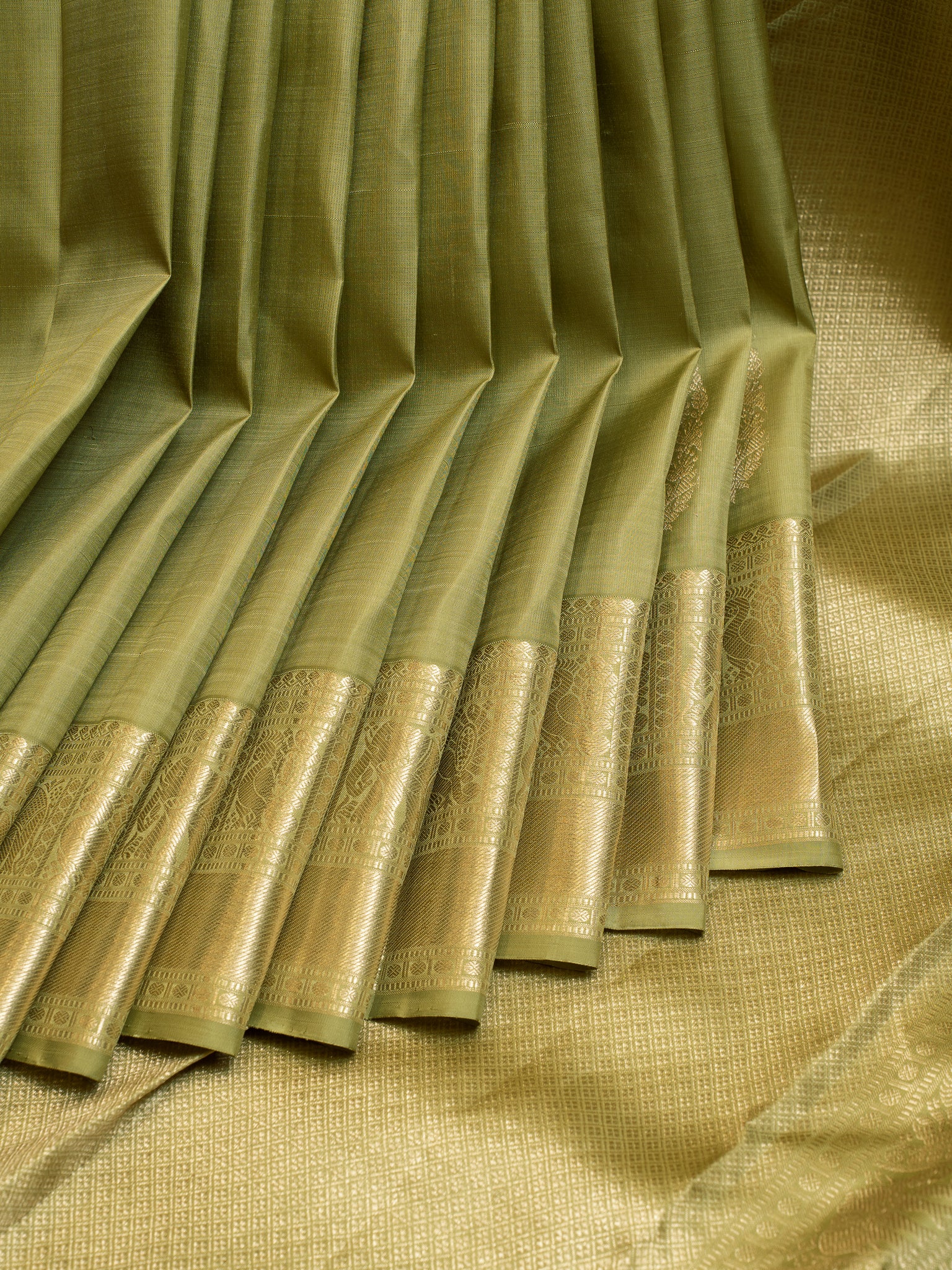 Sage Green Pastel Pure Kanchipuram Silk Saree | Clio Silks