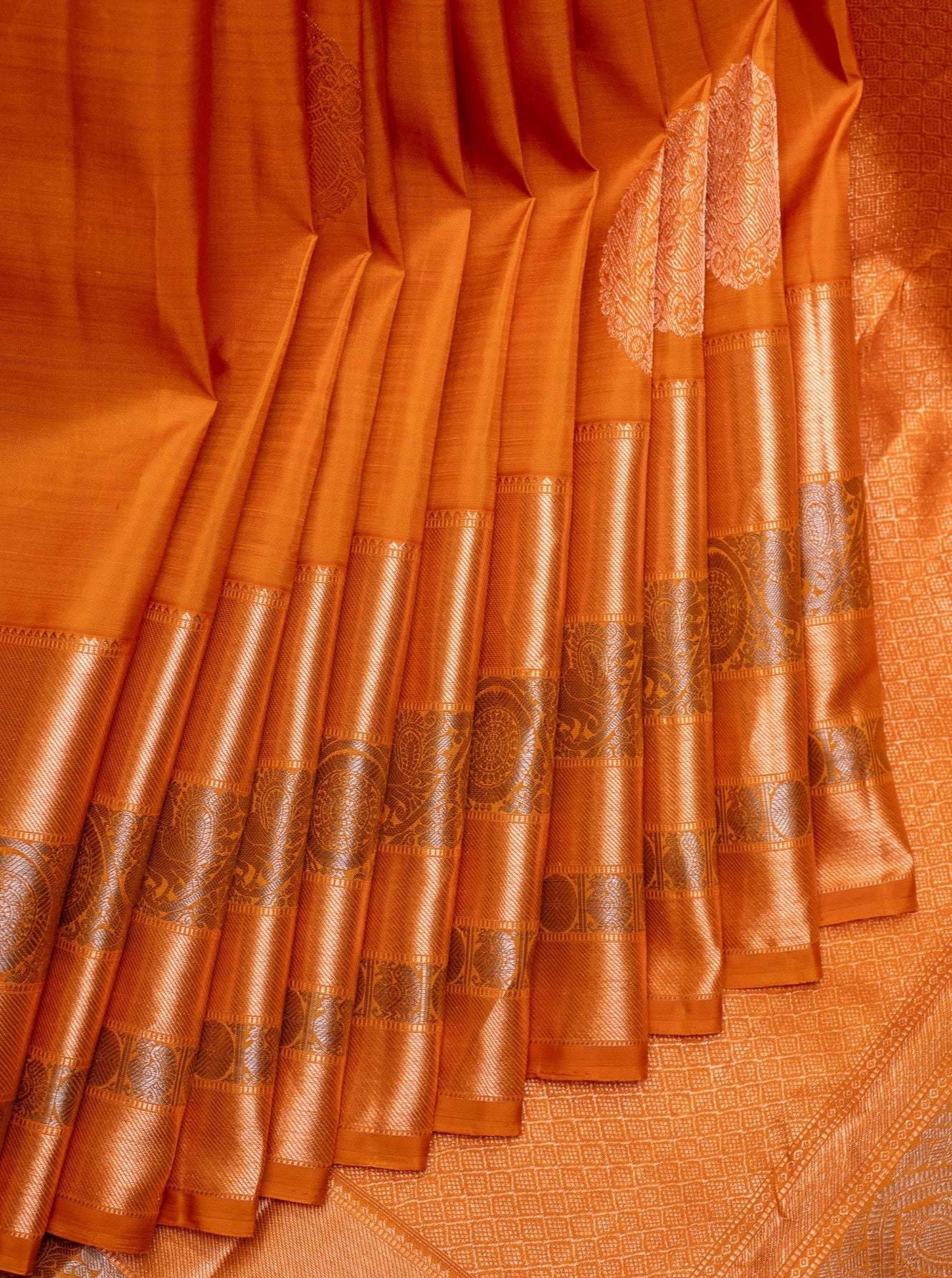 Rust Orange Traditional Kanchipuram Silk Saree – Clio Silks